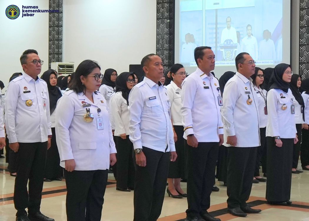 Jajaran Kanwil Kemenkum Jawa Barat Ikuti Apel Pagi Bersama ASN di lingkungan Kementerian ...